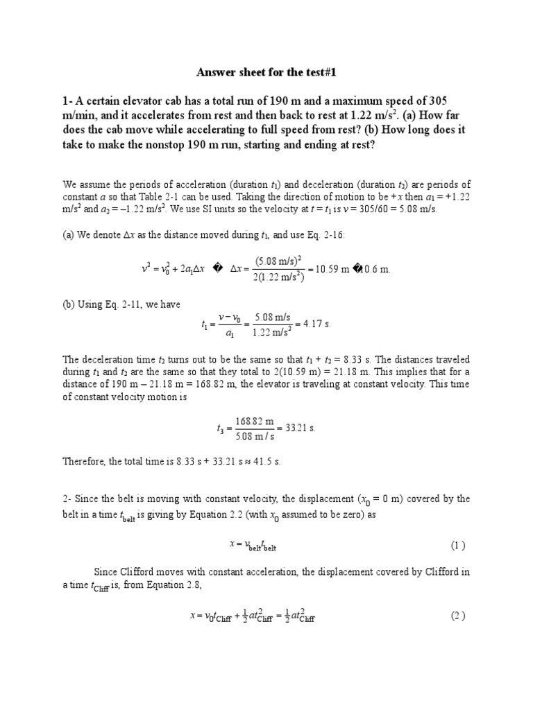 Elevator and Projectile Motion Calculations | PDF | Acceleration | Velocity