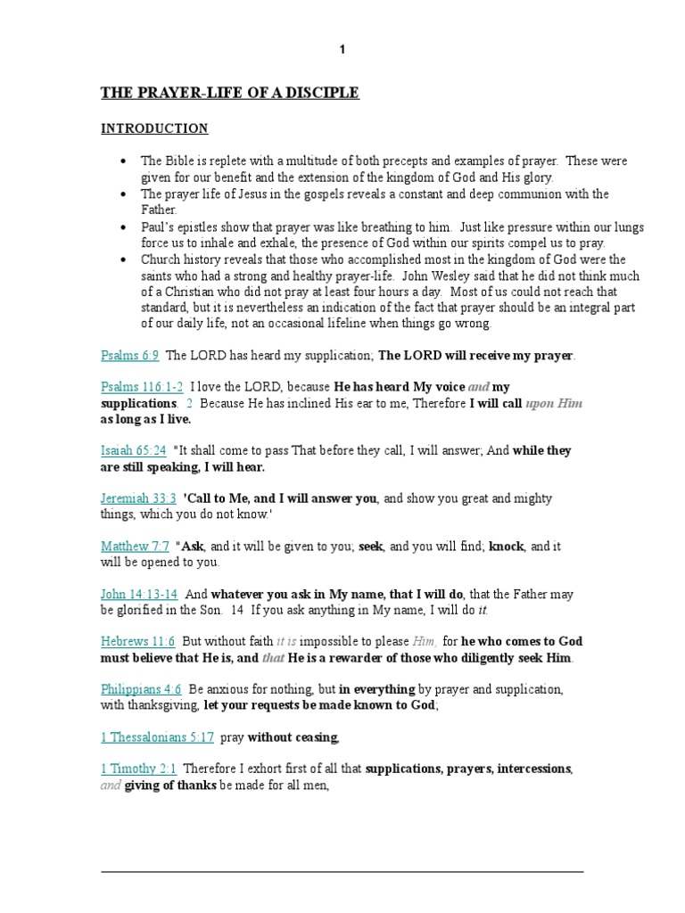 The Prayer-Life of A Disciple | PDF | Intercession | Prayer