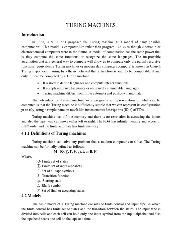 Turing Machines | PDF | Formal Methods | Theoretical Computer Science