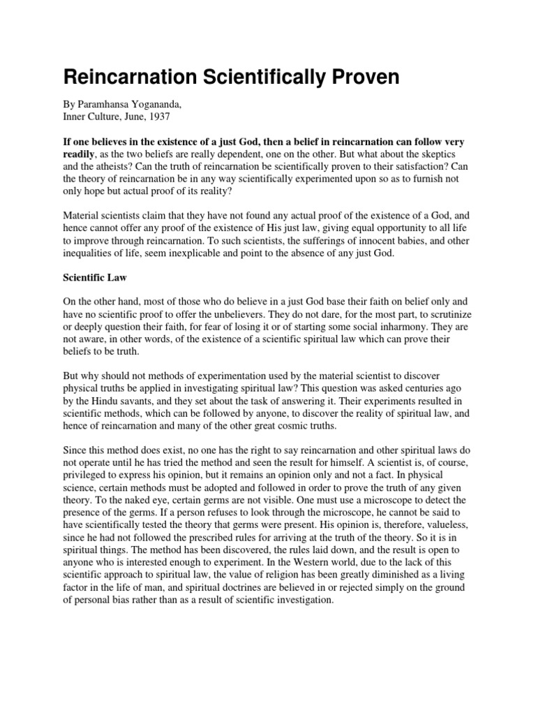 Reincarnation Scientifically Proven | PDF | Consciousness | Experiment