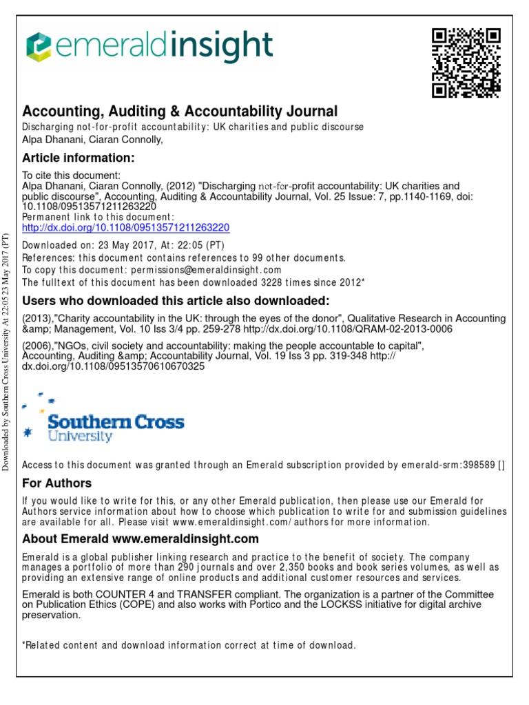 Accounting, Auditing & Accountability Journal: Article Information ...