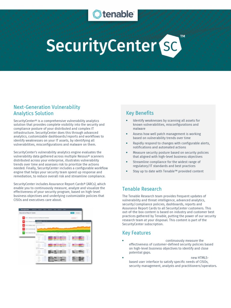 SecurityCenter Data Sheet | PDF | Vulnerability (Computing) | Analytics