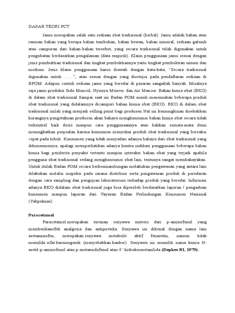 Dasar Teori PCT pada Jamu dan Obat | PDF