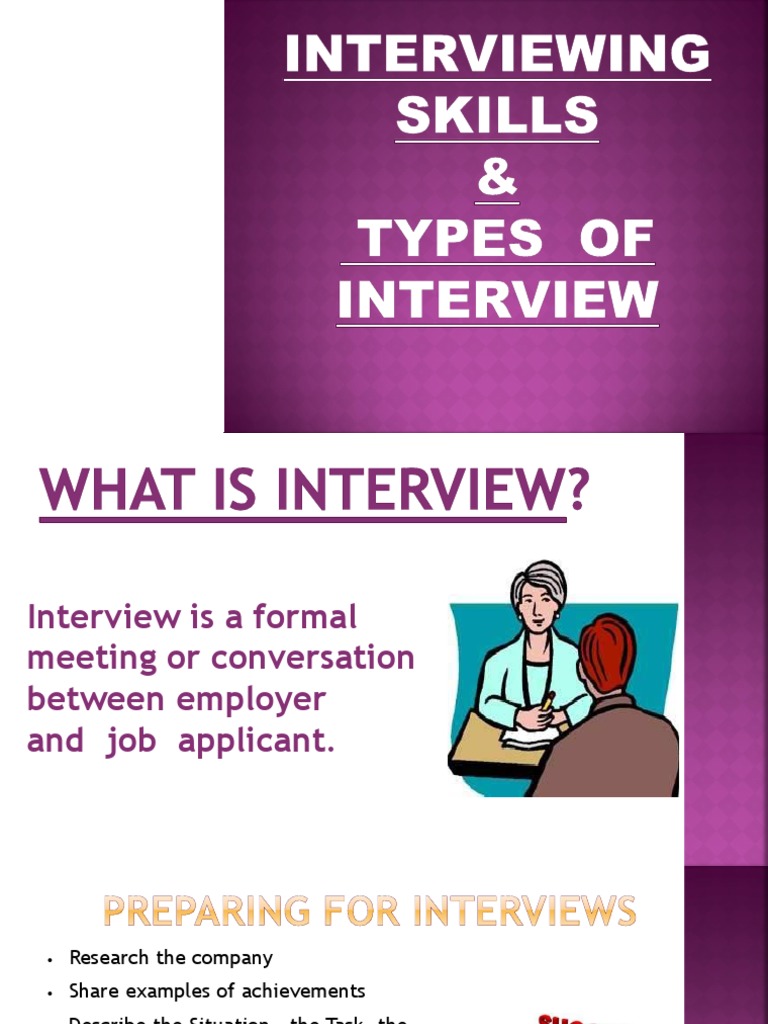 Types of Interviews and Skills Guide | PDF | Interview | Suit (Clothing)