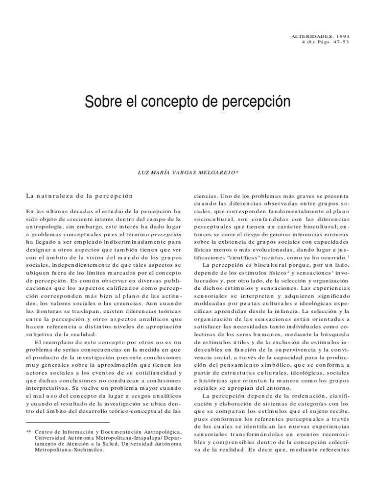 Sobre El Concepto de Percepción | PDF | Percepción | Sociedad