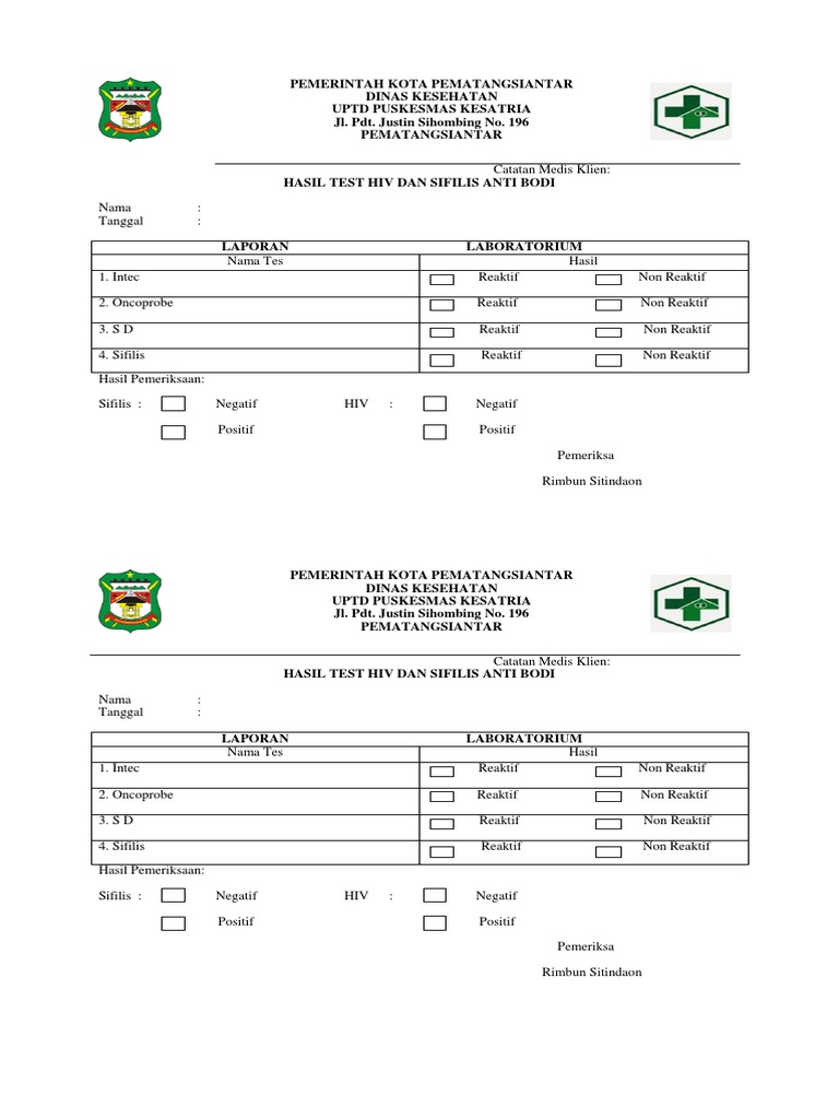 Form Hasil Pemeriksaan Hiv | PDF
