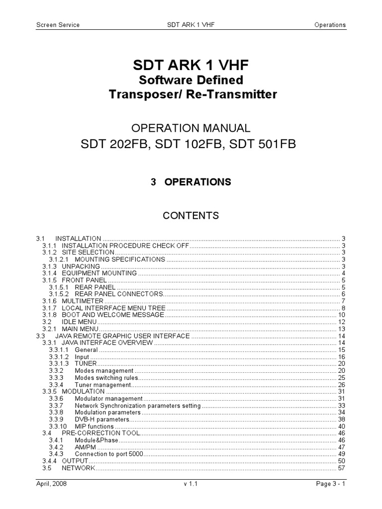 Cap 3 SDT Ark 1 VHF V 1 | PDF | Bit Rate | Menu (Computing)