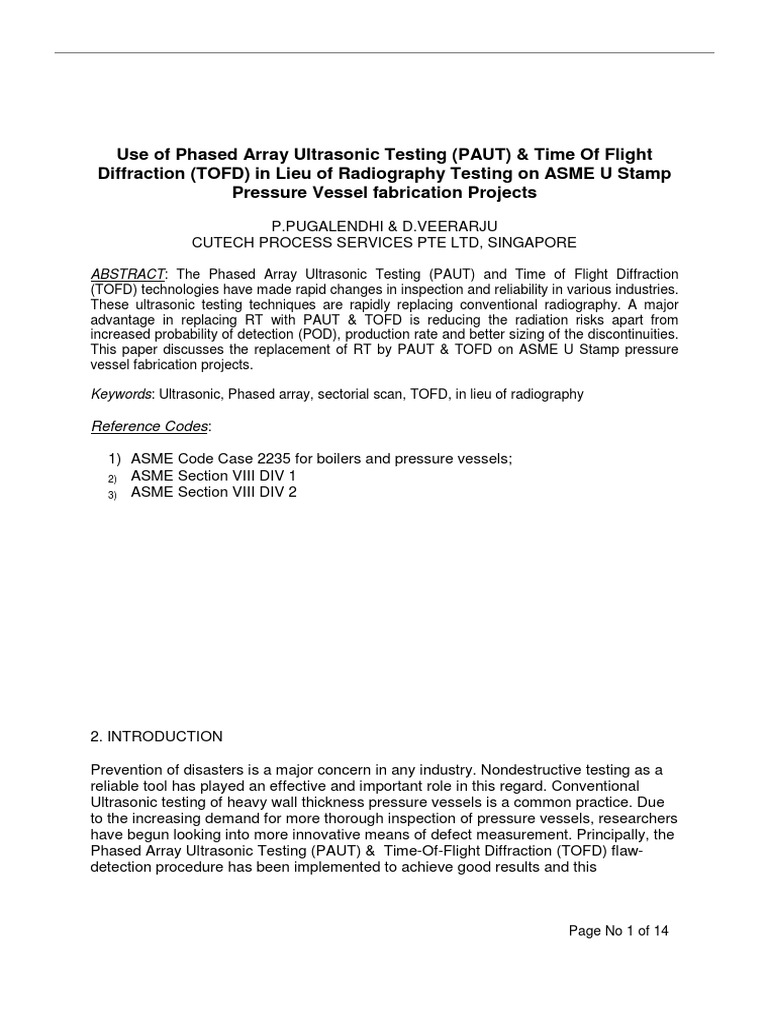 PAUT - Phased Array and ToFD - V - Radiography PDF | PDF