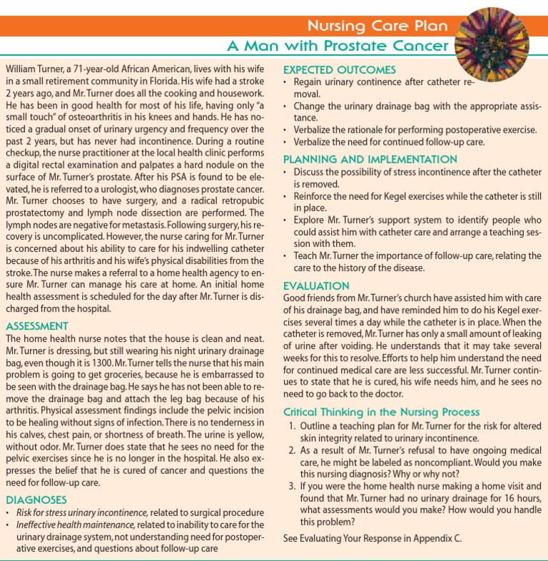 A Man With Prostate Cancer: Nursing Care Plan | Download Free PDF ...