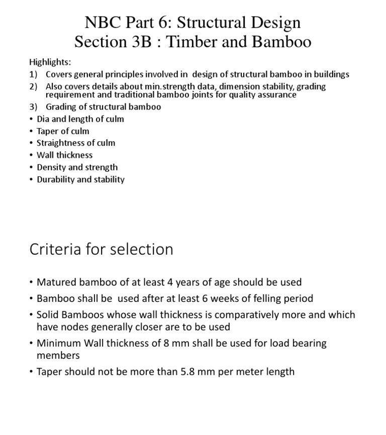 NBC Part 6: Structural Design Section 3B: Timber and Bamboo | PDF