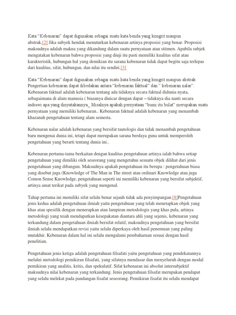 Jenis-jenis Kebenaran dalam Berbagai Macam Pengetahuan | PDF