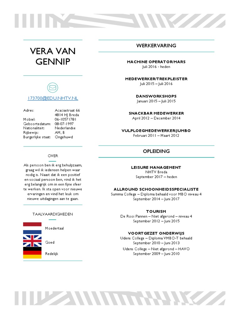 CV Vera Van Gennip | PDF
