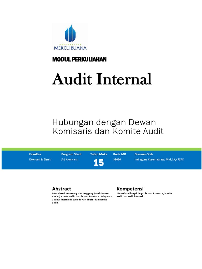 Audit Internal & Hubungan Dewan | PDF | Pengelolaan Keuangan & Uang