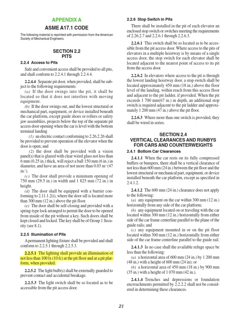 Elevator Pit FC Requirements CE017 - 1 - AppendicesABC - Code | PDF ...