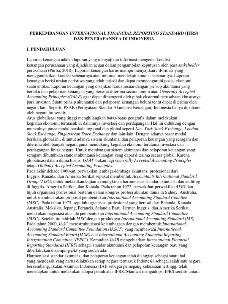 Dokumen - Tips - Perkembangan Ifrs Dan Penerapannya Di Indonesiadocx | PDF