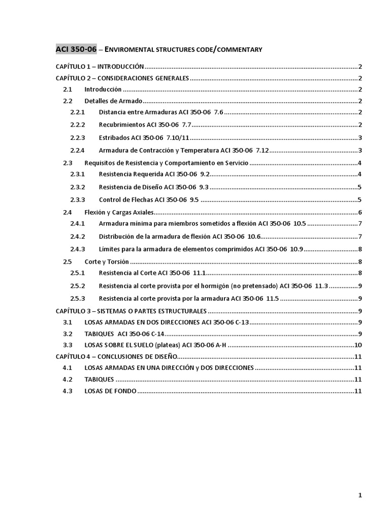 Aci 350R - Resumen | PDF | Doblar | Hormigón pretensado