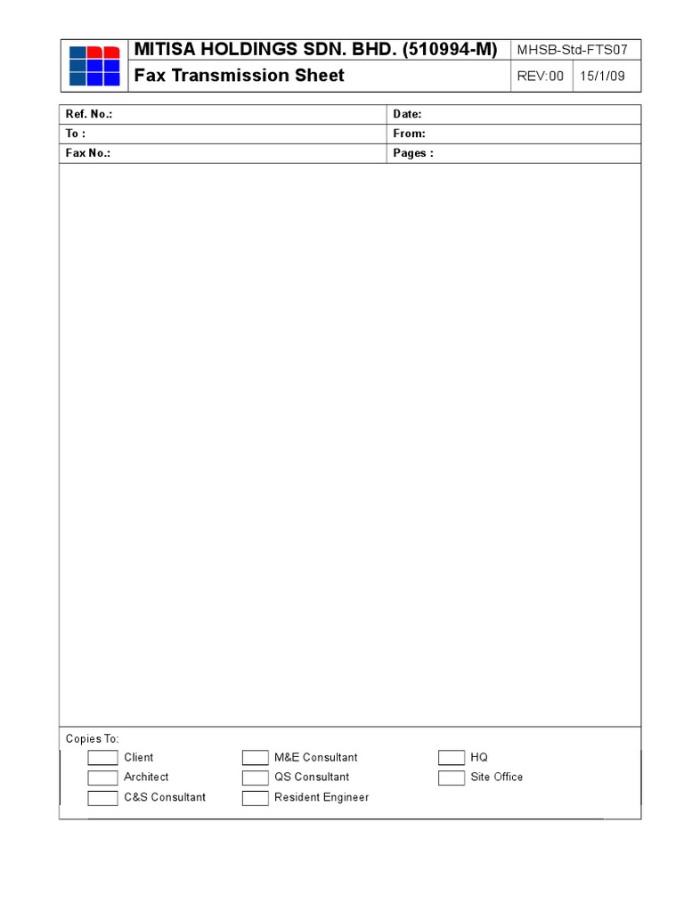 MHSB-Std-07 Fax Transmission Sheet | PDF