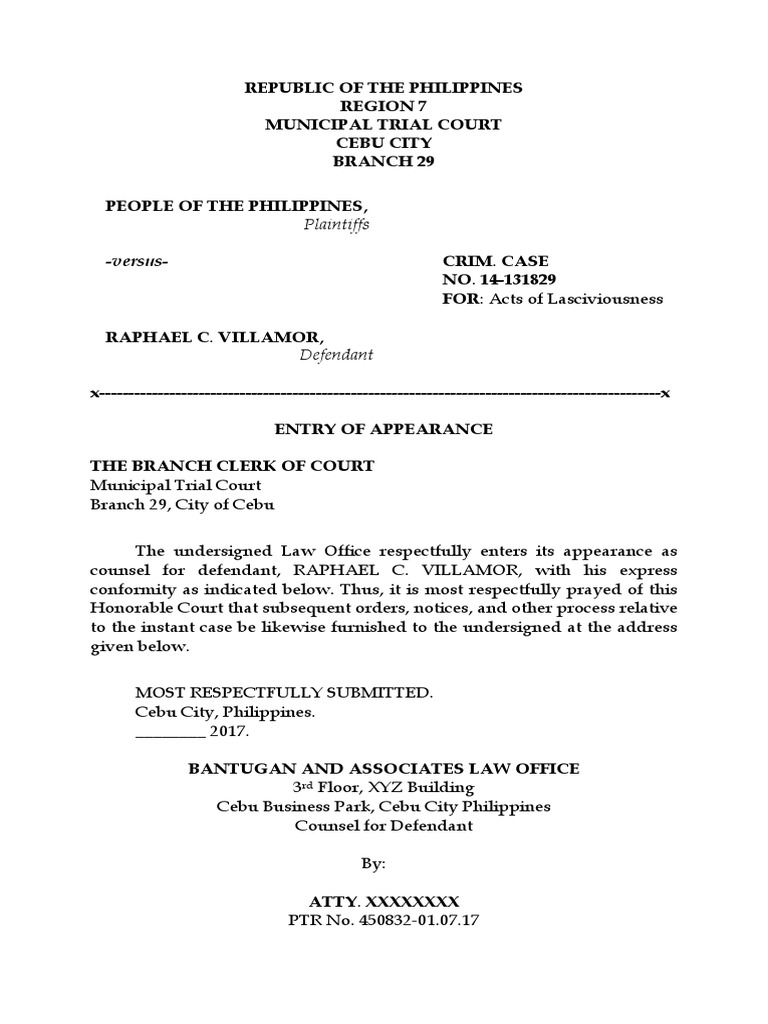 Entry of Appearance (Defense) | PDF