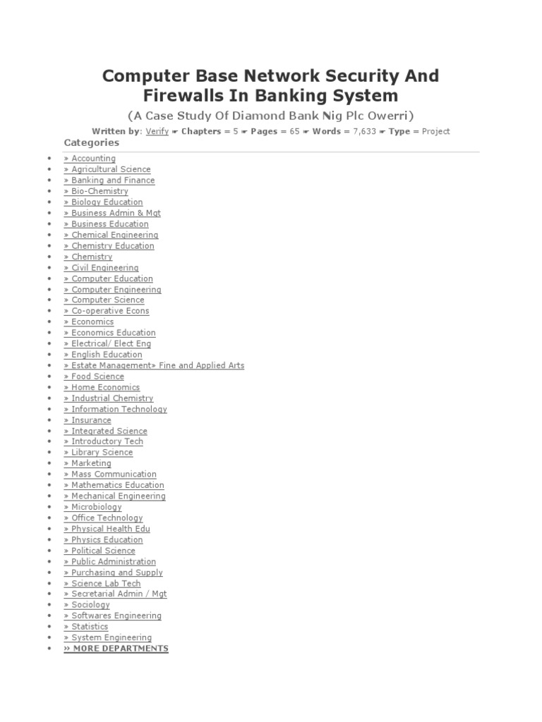 Computer Base Network Security and Firewalls in Banking System | PDF ...