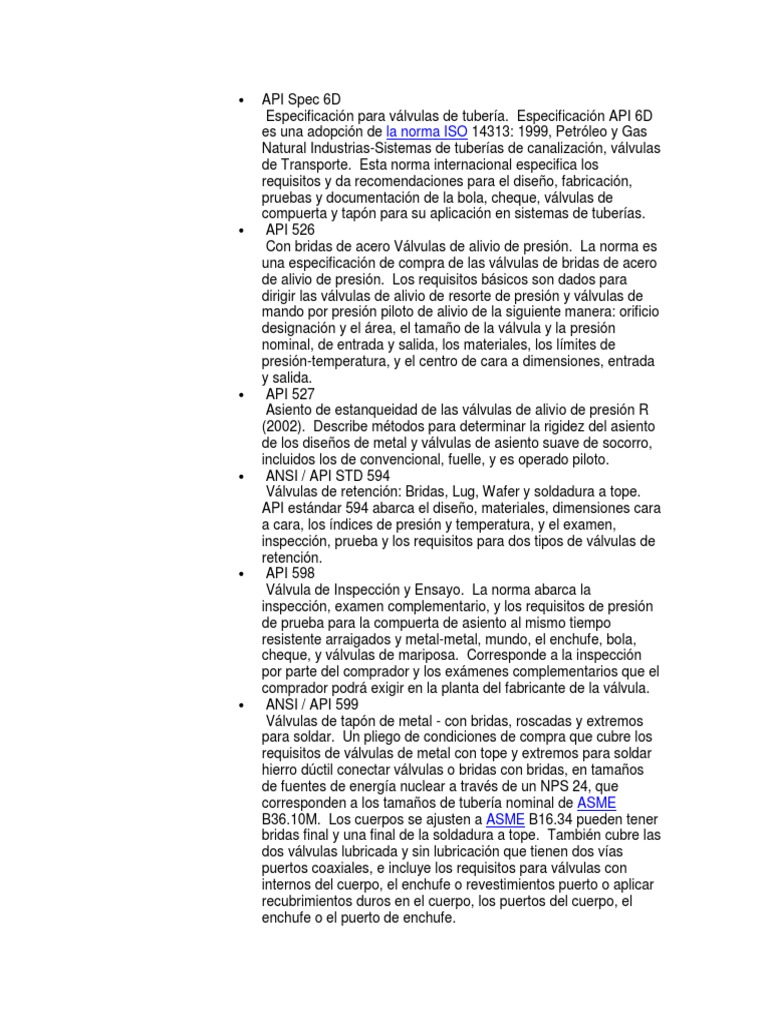 Especificaciones API para Válvulas Industriales | PDF | Soldadura ...
