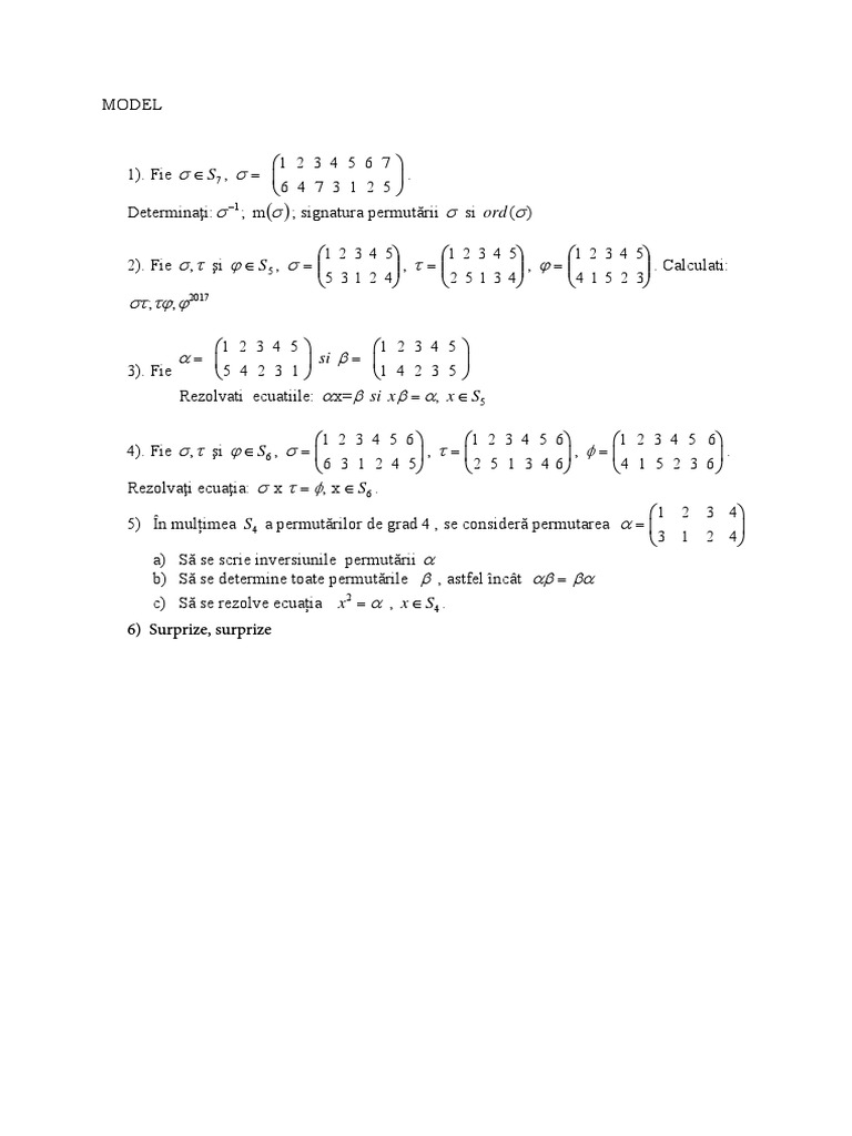 Test Model Permutari | PDF