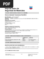 Hoja de Seguridad Hydraulic Aw | PDF | Solubilidad | Toxicidad