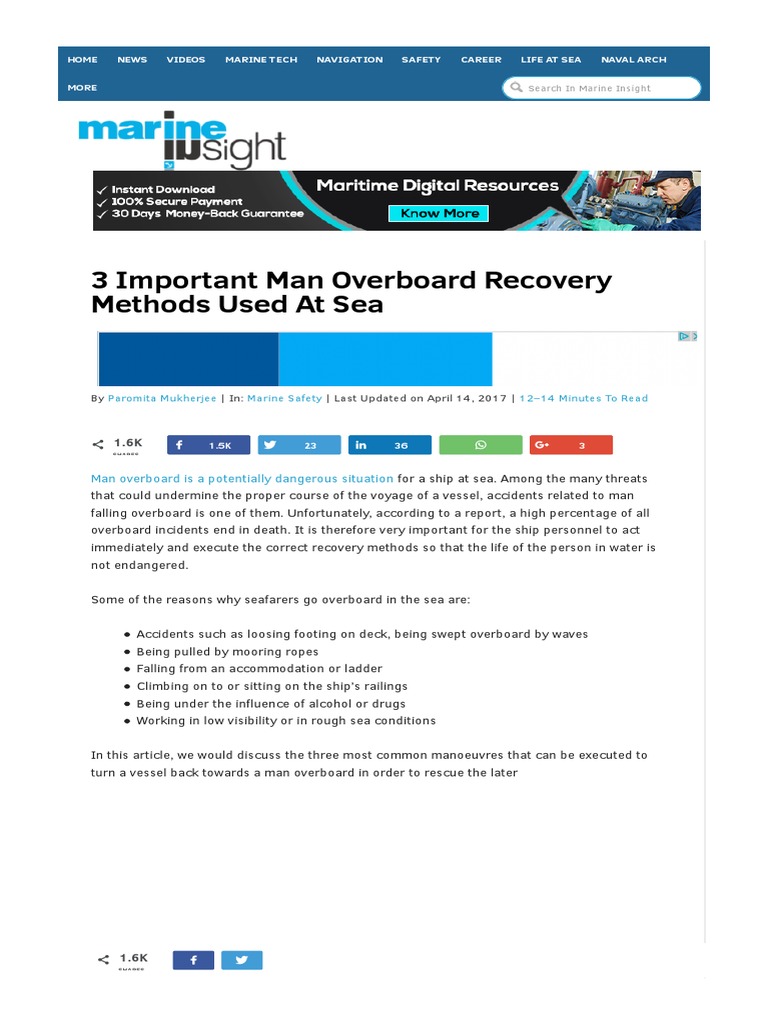 3 Important Man Overboard Recovery Methods Used at Sea | PDF | Ships ...