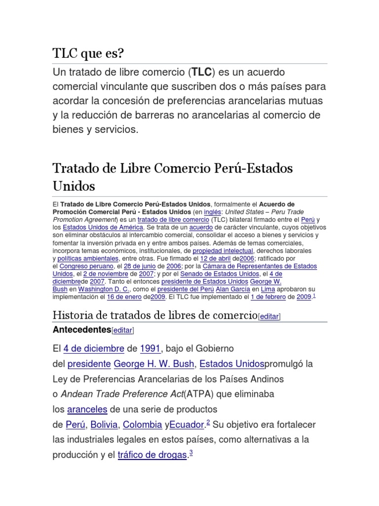 TLC Peru Eeuu | PDF | Gobierno | Comercio