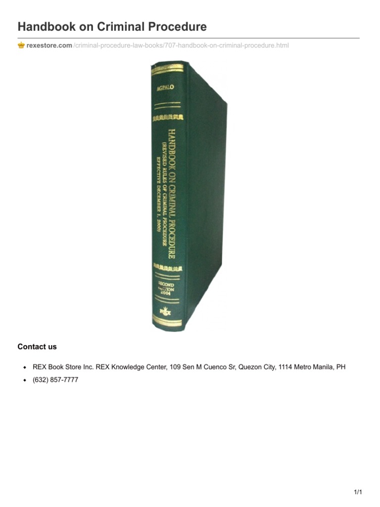 Handbook On Criminal Procedure | PDF