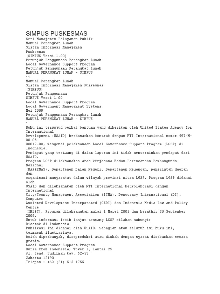 Simpus Puskesmas | PDF