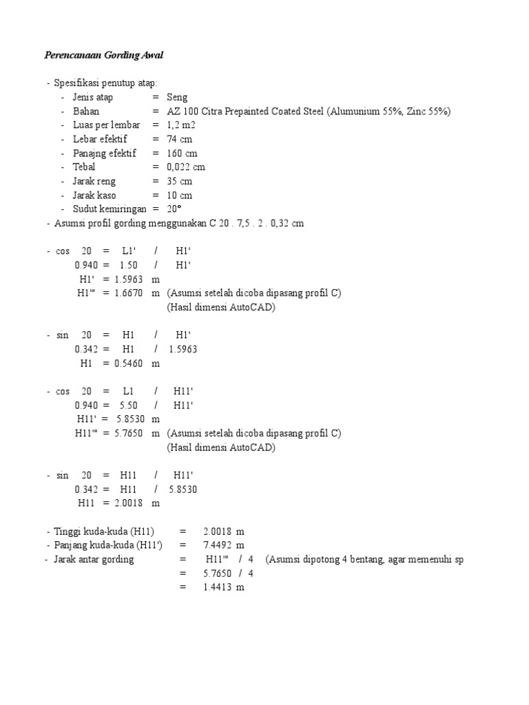 Perencanaan Gording dan Beban Atap | PDF