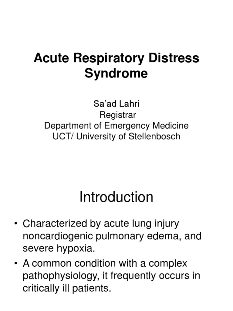 Acute Respiratory Distress Syndrome | PDF | Lung | Respiration