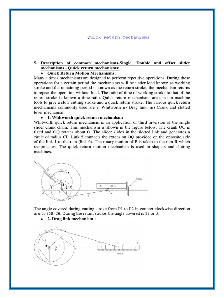 Quick Return Mechanisms | PDF | Angle | Machines