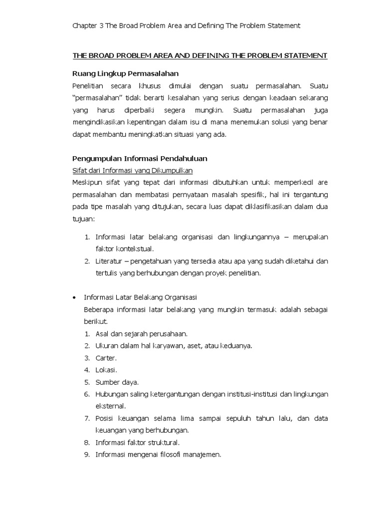 RMK The Broad Problem Area and Defining | PDF