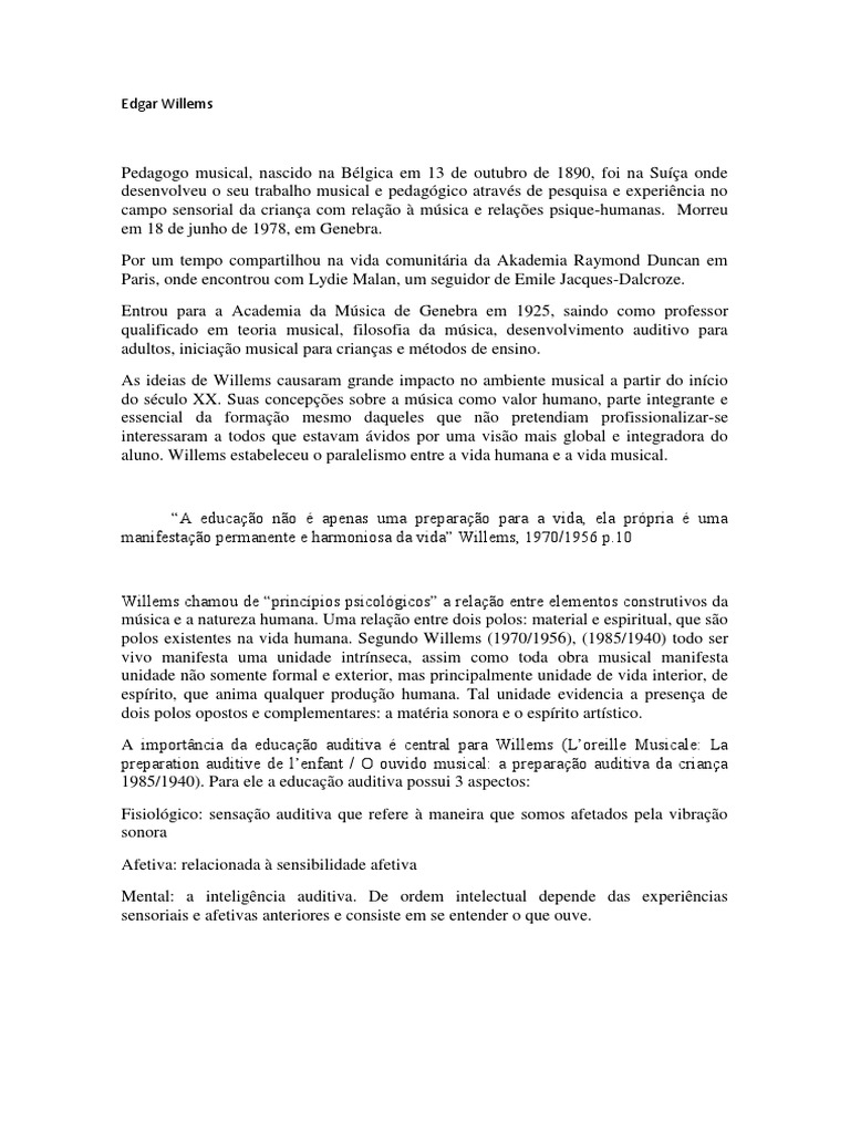 Edgar Willems: Pedagogo musical belga e suas contribuições para a ...