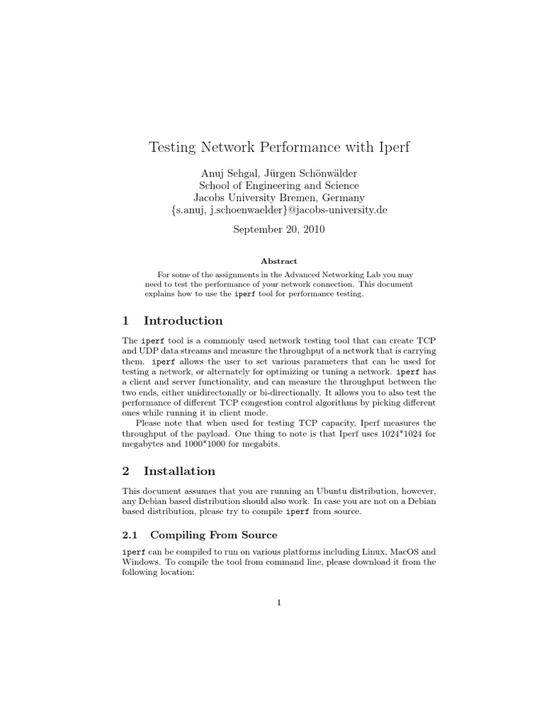 Iperf Tutorial | PDF | Transmission Control Protocol | Network Congestion