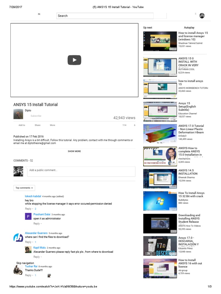 ANSYS 15 Install Tutorial - YouTube | PDF | Software | Computing