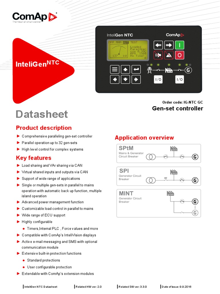 InteliGen NTC GC Datasheet - 2016 09 PDF | PDF | Power Supply | Mains ...