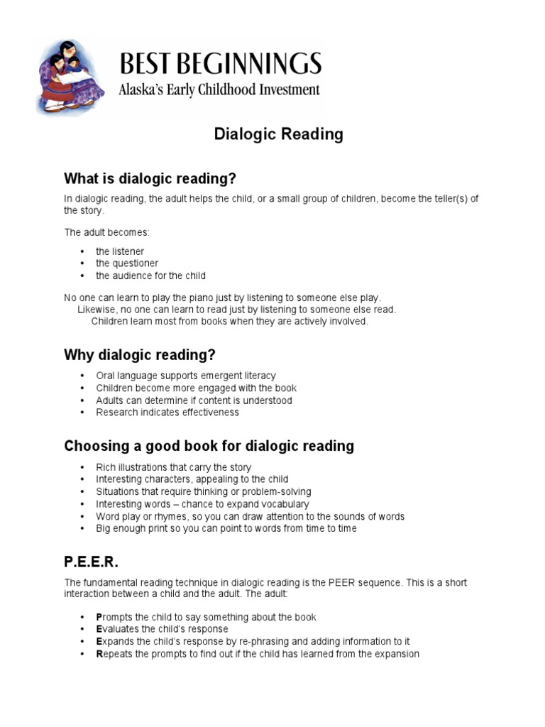 Dialogic Reading Handout Sep 2014 | PDF | Reading (Process) | Linguistics