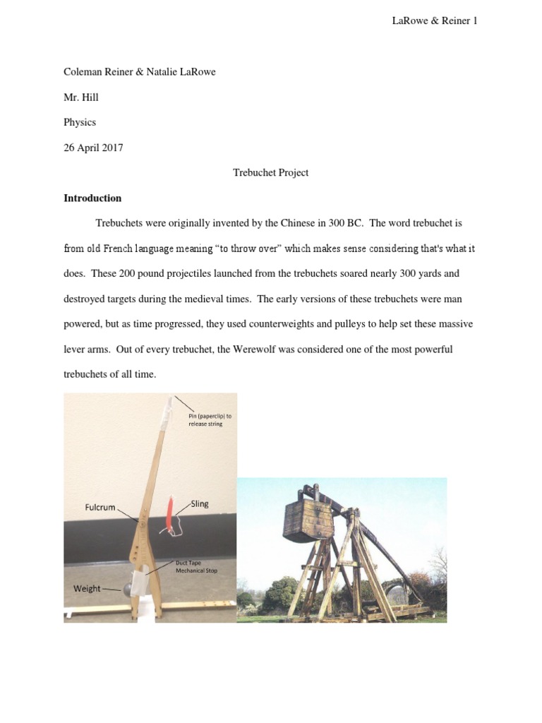 Physics Trebuchet Project | PDF | Projectiles | Potential Energy