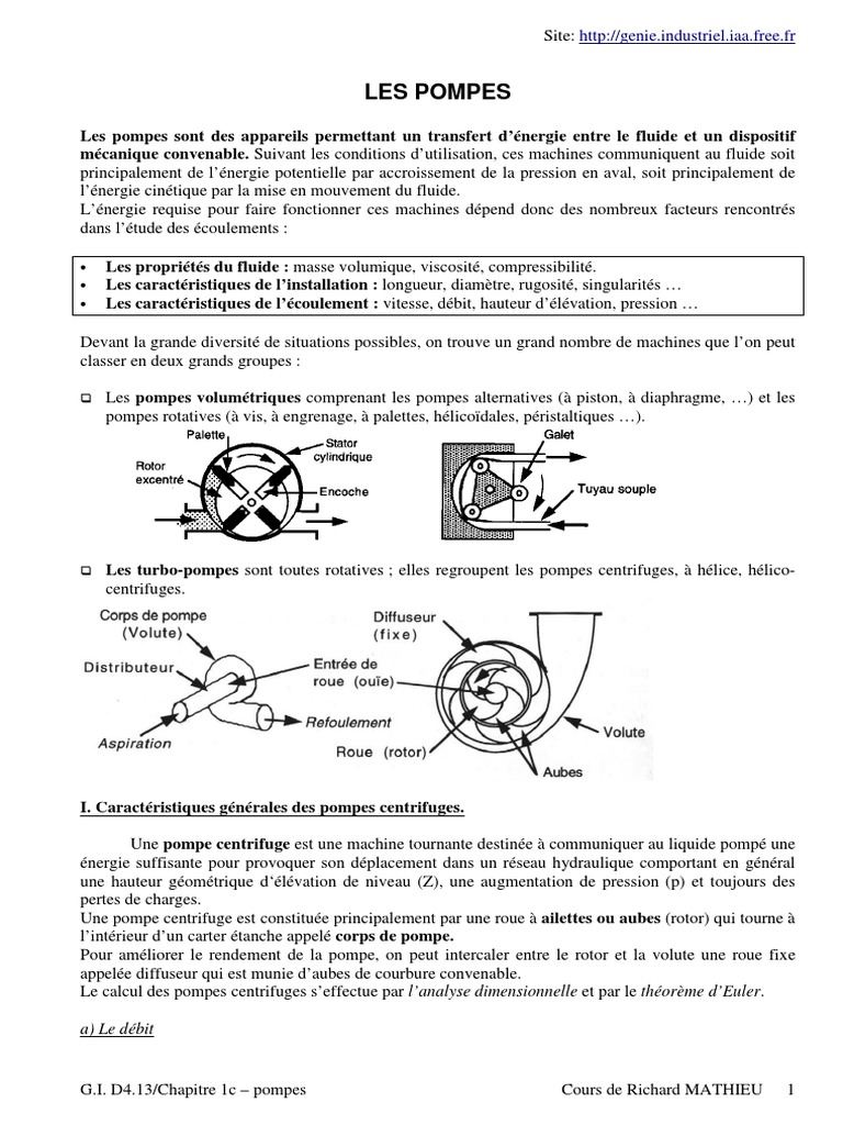 Cours Sur Les Pompes PDF | PDF