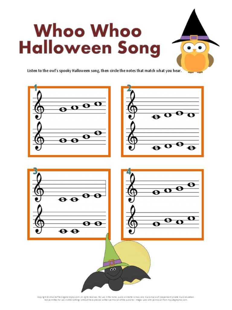 Listen To The Owl's Spooky Halloween Song, Then Circle The Notes That ...