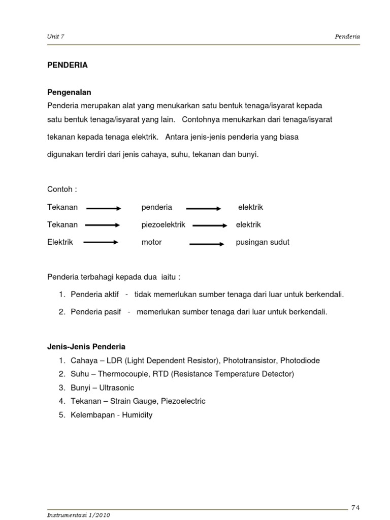 Jenis dan Fungsi Penderia | PDF
