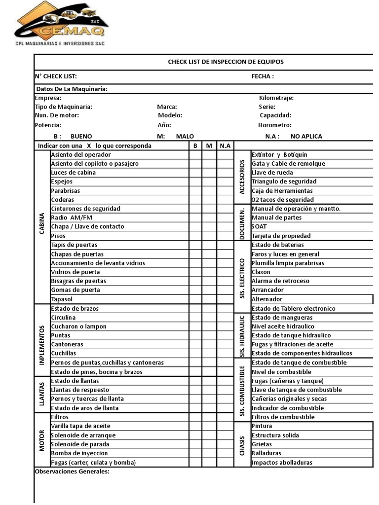 Formato de Check List | PDF