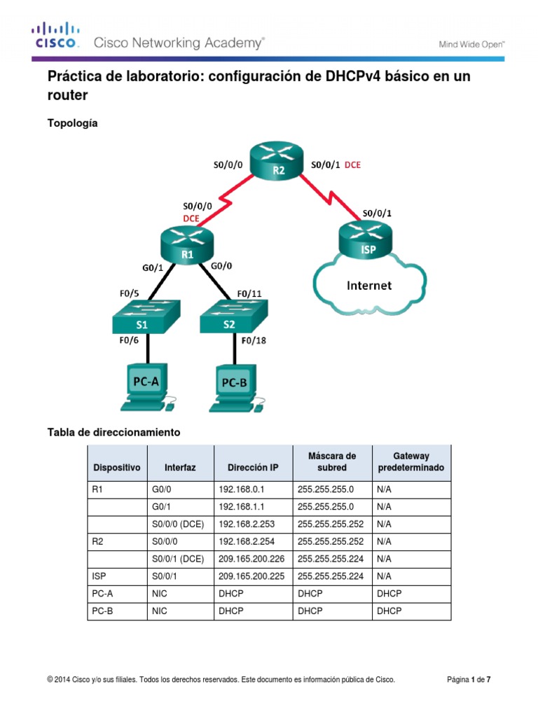 10.1.2.4 Lab - Configuring Basic DHCPv4 On A Router | Descargar gratis PDF | Dirección IP ...