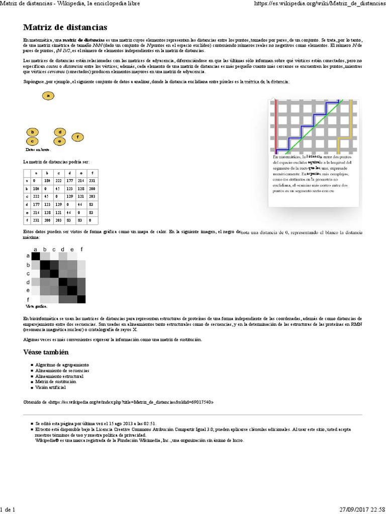 Matriz de Distancias | Matriz (Matemáticas) | Física y matemáticas