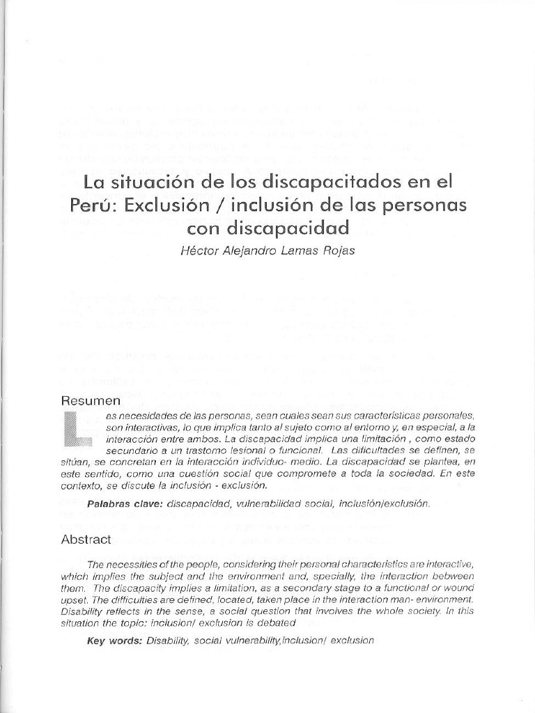 RCU - 18 - 1 - La Situacion de Los Discapacitados en El Peru Exclusion ...
