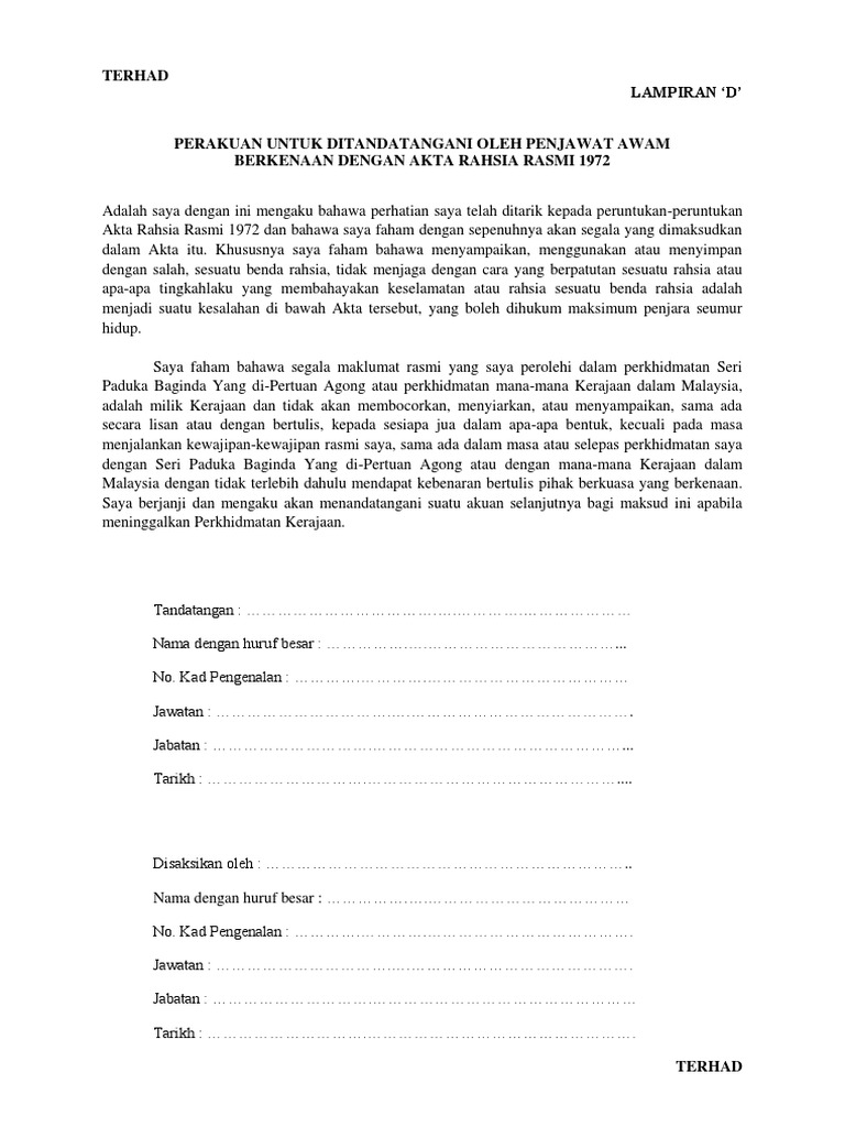 Lampiran D - Akta Rahsia Rasmi 1972