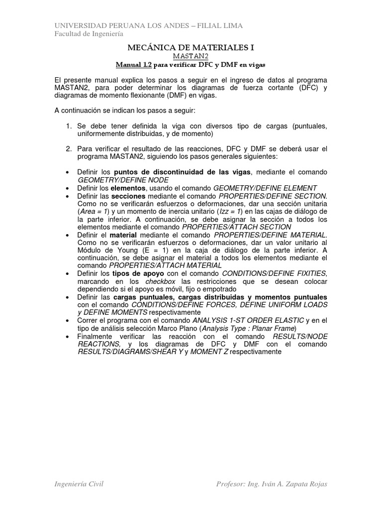 Mastan2 - Manual 1.2 para DFC y DMF | PDF | Resistencia de materiales ...