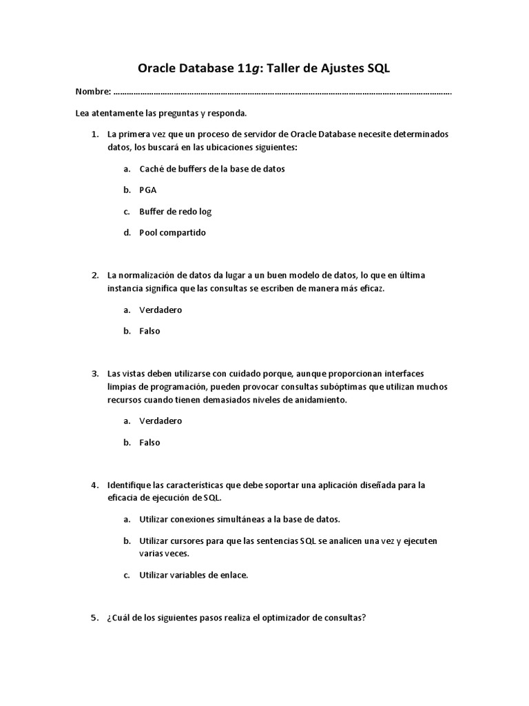 Oracle 11g SQL Tuning Workshop | PDF | SQL | Tabla (base de datos)